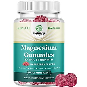 Extra Strength Calm Magnesium Gummies for Adults - Relaxing Magnesium Citrate Gummies with Elemental Mag - Sleep Aid Soft Chews Raspberry Flavored - Body & Mind Relaxation - 90 Count