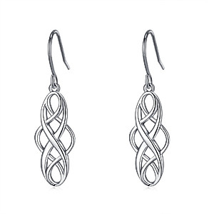 LAIMALA 925 Silver Earrings Celtic Knot Dangle Earrings Necklace Good Luck Polished Irish Jewelry Sets for Women Girls Christmas Gifts for women