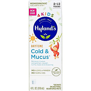 Cold Medicine for Kids Ages 2+ by Hyland's, Cold 'n Mucus Relief Liquid, Natural Relief of Mucus & Congestion, Runny Nose, Cough, 4 Ounces