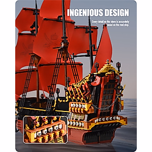 Nifeliz Queen Pirate Ship, Large Pirate Ship Building Block Kit, Creative Model Set and Assembly Toy for Adults (3,694 Pieces)
