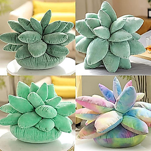 Evaner 3D Succulents Cactus Pillow, Cute Succulents, for Garden or Green Lovers Baby Green Plant Throw Pillows for Bedroom Room Home Decoration Novelty Plush Cushion,Blue