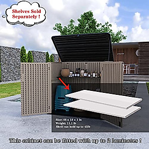 ADDOK 26 Cu.ft Outdoor Storage Shed Multi-Function, Lockable Horizontal Storage Unit Weather Resistance, Thick HDPE Resin Storage Cabinet for Backyards, Patio, Garden(Brown)