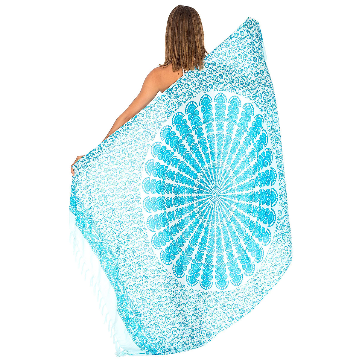 SHU-SHI Sarong Cover Ups for Swimwear Women Long Pareo Beach Wrap Skirt Mandala Bikini Cover Up