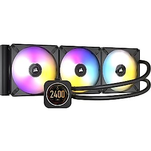 CORSAIR iCUE H170i ELITE LCD Display Liquid CPU Cooler-Custom IPS LCD Screen-48 Dynamic RGB LEDs-140mm Fans -420mm Radiator-COMMANDER CORE Smart Lighting Controller