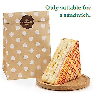 BagDream 4lb 5x2.95x9.45 Inches 100Pcs Kraft Paper Bags, Snack Bags, Bread Bag, Craft Bags, 100% Recycled Kraft Paper Brown Lunch Bags with White Dot