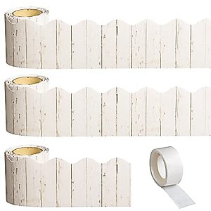 99 Feet White Wood Bulletin Board Border 3 Roll Rustic Wood Scalloped Borders Trim Decorative Classroom Bulletin Board Rolled Trim Back to School Decoration for Fall Classroom School Office Decoration
