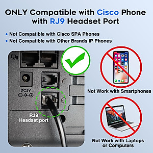 MKJ Cisco Phone Headset with Noise Canceling Microphone Corded RJ9 Call Center Telephone Headset for Cisco Office Landline 6841 CP-7821 7940 7942G 7945G 7961G 7962G 7965G 7971G 7975G 8865 8961 9951