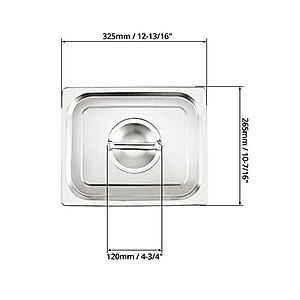 QWORK Solid Pan Lid with Handle, 2 Pack Stainless Steel Steam Table Pan Cover, for 1/2 Size Steam Pans