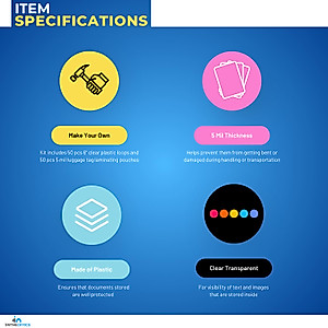 1InTheOffice Clear Laminating Pouch with Loop Attachment, Luggage Tag Style 2 1/2" x 4 1/4"- "50 Pack"