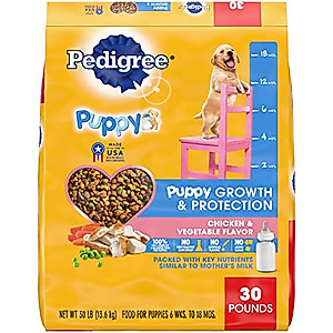 Pedigree Puppy Growth & Protection Dry Dog Food Chicken & Vegetable Flavor, 30 lb. Bag