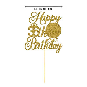 Gold 36 Photo Birthday Cake Topper, Glitter Women Men Happy 36th Birthday Decoration With Photo Frame, Party Photo Props