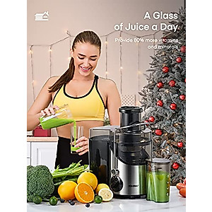Juicer Machines, Juicers Extractor Easy to Clean, HOUSNAT Centrifugal Extractor Juicer 3 Speeds with Big Mouth 3" Feed Chute, Juicer Extractor for Fruits & Vegs, Electric Juicer with Anti-Slip, BPA-Free