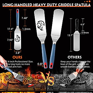 Griddle Accessories kit for Blackstone, 27 PCS Flat Top Grill Accessories with 17.4 Inch Extra Long Griddle Spatula Scraper and Basting Cover, Griddle Tools Set for Outdoor, Hibachi and Teppanyaki