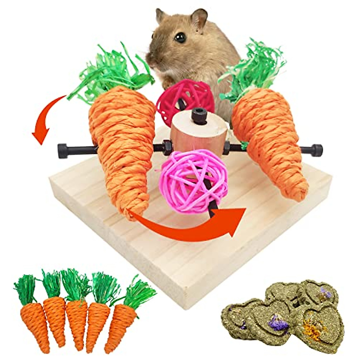 BNOSDM Hamster Wooden Foraging Toy for Hamster Enrichment Toys Interactive Toys for Bunnies Guinea Pig Puzzle Toy Bunny Treat Puzzle for Dwarf Hamsters Guinea Pigs Rats Rabbits Chinchillas