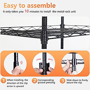 FDW 6 Tier Wire Shelving 17L x 12W x 64H Pantry Shelves Storage Rack Shelving Units Adjustable Metal Shelves for Kitchen Commercial Garage Small Places,Black