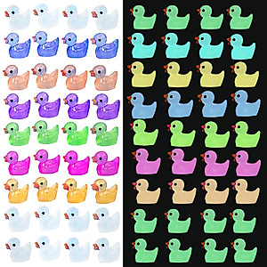 AWAWEELON 100 Pcs Luminous Tiny Ducks Mini Resin Ducks Miniature Duck Figures Micro Dollhouse Duck Accessories for DIY Micro Landscape Fairy Garden Dollhouse