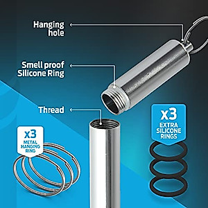 Epulse Smell Proof Metal Tubes Holder (3 pack), Air Tight Aluminum Storage Tubes, Smell Proof Container, Portable Metal Tube to Protect Your Pre Rolls Cones (Up to 112mm - King Size - Gray)