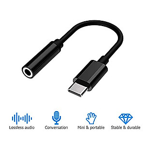 UKCOCO USB Type C to 3.5mm Headphone Jack, 3 Pack Audio Earphone Cable Converter for One Plus 6t, Huawei Tablet M5, Moto Z Z Droid Force Play and USB C Device