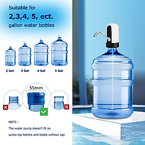 KUFUNG Water Dispenser for 5 Gallon Bottle - Rechargeable Water Pump for 5 Gal Jug, BPA-Free, Food Grade Silicone Hose, Stainless Steel Spout - 30-40 Days Battery Life, Easy One Switch Operation