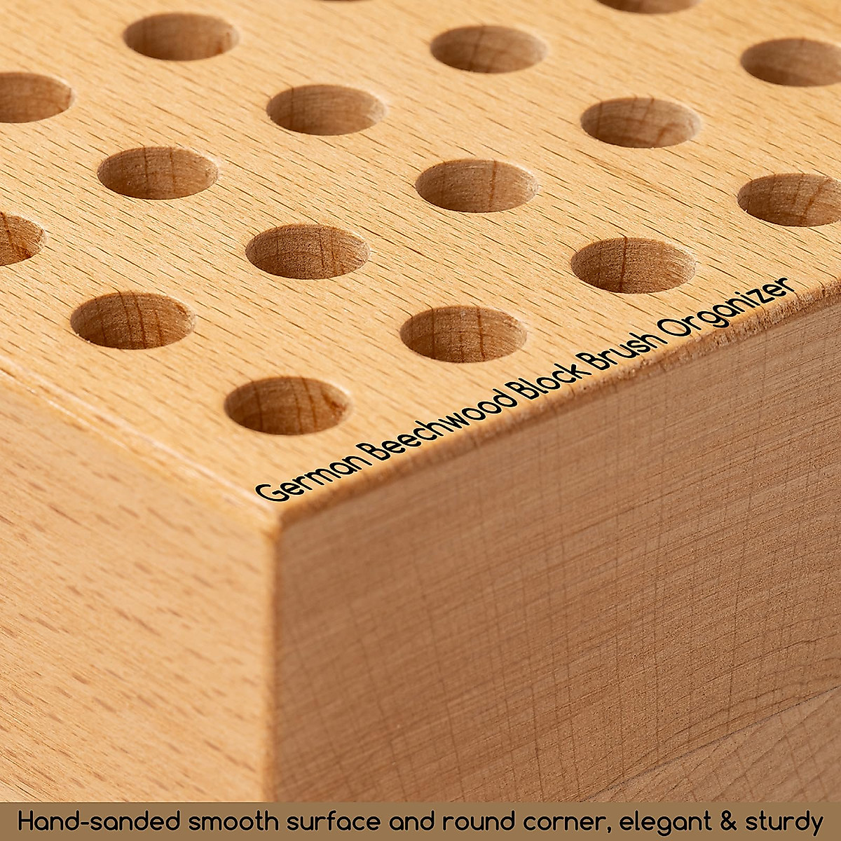 MEEDEN Beechwood Pencil and Brush Holder: 36 Holes Paint Brush Storage Organizer & Holder Rack - Wooden Block Pencil Holder for Paintbrushes, Pens and Art Tools - Paint Brush Holder Display Stand