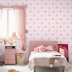 Pink Floral Drawer Shelf Liner Self Adhesive Decorative Rose Contact Paper for Shelves Drawer Cabinets Furniture Wall Decoration (17.7x78.7 Inches)