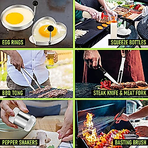 21Pcs Griddle Accessories Kit, HaSteeL Stainless Steel Griddle Spatula Tools with Portable Bag, Heavy Duty Metal Spatula Chopper/Bacon Press/Scraper/Burger Turner for Flat Top Cast Iron BBQ Grill