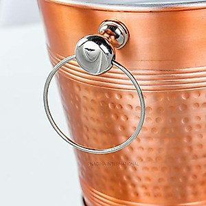 Hammered Copper Lightweight Ice Bucket |Highly Conductive Cooler & Cellar Bucket with Nickel Plated Free Stand | Kitchen Ware & Bar Wares