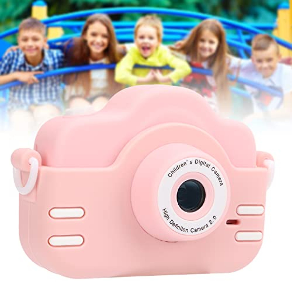 Kids Cartoon Camera Toy, Multifunctional 2 Inch Screen High Definition Rechargeable 2MP Cute Kids Photo Video Camera for Gifts(Single Shot Pink)