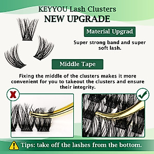 Lash Clusters,96 Pcs Cluster Lashes C Curl 10mm DIY Lash Extensions Eyelash Clusters,KEYYOU Volume Wispy Individual Lashes Soft&Comfortable Easy DIY at Home(Y01,C-10mm)