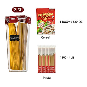 APLOP Cereal Containers, 2 Piece Set, Cereal Storage, Cereal Containers Storage, Storage Container, Clear & Red
