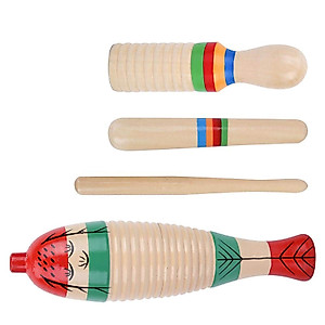 2 Sets Fish Style Guiro, Colorful Fish-Shaped Guiro, Exquisite Early Education Instrument for Developing Kids Music Potential
