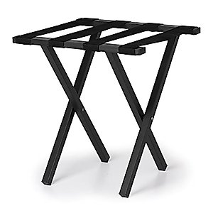 Compact Metal Luggage Rack, Black Powder Coat Finish, No Assembly Required
