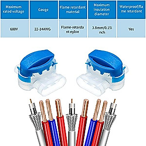 3 Way Wire Connectors Locks Wire Connectors Electrical IDC 314-box Wire Connectors Self-Stripping Pigtail Connectors for 22-14 AWG Cables Robotic Lawn Mowers Irrigation Applications(60 Pieces)