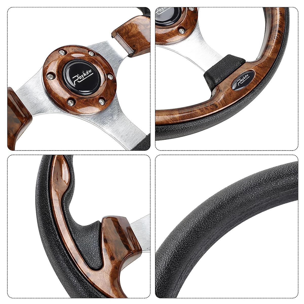 Roykaw Golf Cart Universal Steering Wheel Compatible with EZGO RXV TXT, Club Car DS Precedent Tempo, Yamaha G29 Drive Drive 2,Universal Design for Most Golf Cart