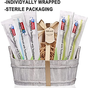 HQSLsund 120 Pack Disposable Toothbrushes with Toothpaste Individually Wrapped, Manual Travel Disposable Toothbrushes Bulk with 5g Travel Toothpaste, Adult Kid Travel Toiletries,3 Colors