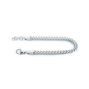 Stainless Steel Polished 8-8.6 inch Heavy Wheat Bracelet Silver 316L Stainless Steel Chain 5*5mm Bracelet