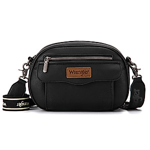 Wrangler Crossbody Purses for Women Trendy Camera Snapshot Bag Shoulder Bag with Wide Strap WG74-8194BK
