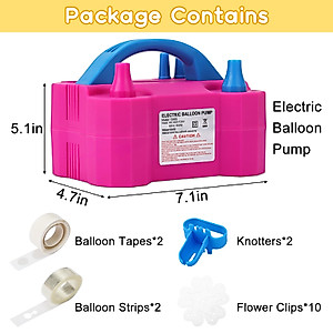 RUBFAC Balloon Pump Electric, Portable Balloon Blower Machine 110-120V 600W Air Balloon Inflator with Balloon Accessories for Balloons Decoration Birthday Parties Baby Showers Weddings (Red)