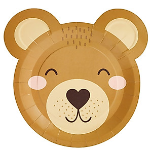 Sparkle and Bash 48-Pack Teddy Bear Paper Plates for Baby Shower Decorations (11x11 in) - Teddy Bear Party Favors - Teddy Bear Plates - Bear Shaped Paper Plates - Bear Birthday Decor