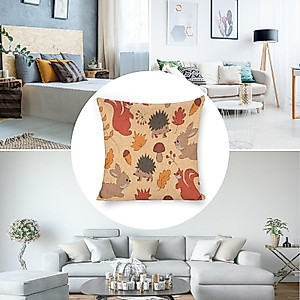 Cute Autumn Animal Throw Pillow Covers 18×18 Pillowcases Set of 2 Thanksgiving Day Linen Decorative Square Pillow Case Cushion Covers Standard Size for Sofa Couch Outdoor Bed Pillow Protectors