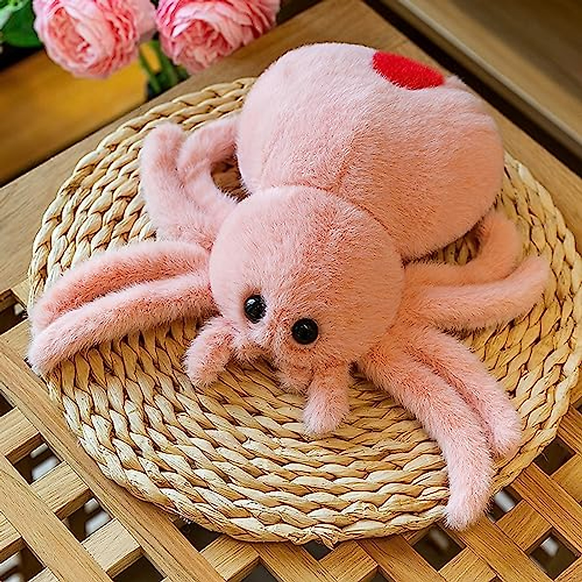 Lordree Cartoon Spider Stuffed Animal Cute Spider Plush Toys 10inch Soft Throw Pillow Home Decorations for Adults Kids (Pink, 10inch / 25cm)