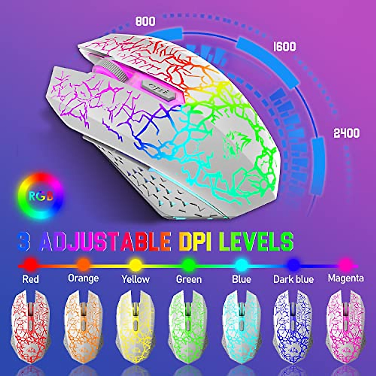 FELICON 2.4G Wireless Mini Gaming Keyboard and Mouse Combo, RGB Backlit TKL Mechanical Feel Keyboard and 7 Color Crack Illuminate Mouse, Mouse Pad for Windows, Computer, Desktop, PC, Notebook