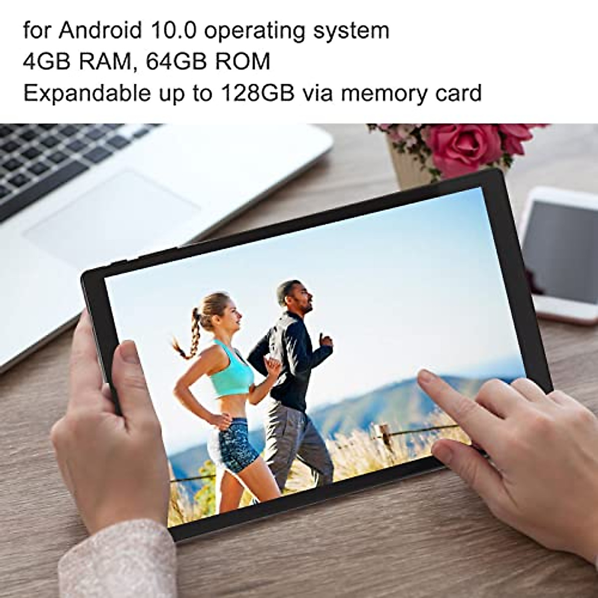 Yoidesu 10 Inch Tablet, for 10.0 Tablet 64GB ROM 4GB RAM Tablets 128GB Expand 5MP Camera Dual SIM IPS Screen Tablet 2.4G/5G Dual Band (US Plug)