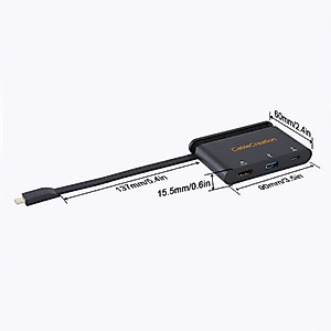 USB C to HDMI with Charging, CableCreation 3 in 1 Type C to HDMI, USB 3.0, USB C Power Port Adapter Thunderbolt 3 Compatible, Work with Macbook Pro 2019 2018, iPad Pro 2019 2019, surface Book 2,XPS 13