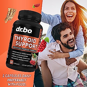 Thyroid Support for Women & Men Supplement - Natural Metabolism, Mood & Energy Enhancer with L-Tyrosine Selenium Iodine Zinc Bladderwrack Kelp & Ashwagandha Thyroid Supplement Complex Vitamin 60 Pills