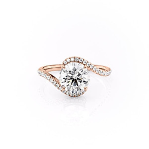 1.00 Ct Round Colorless Moissanite Twisted Engagement Ring Wedding/Bridal Ring Set Solitaire Halo Style 925 Silver Vintage Antique Anniversary Bridal Diamond Sets Wedding Rings (Rose, 7.5)
