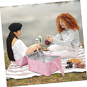 SHOWERORO Cake Insulation Bag Deliveries Insulated Bag with Handle Deliverys Insulated Take Out Bag Door Insulated Food Carrier Insulated Food Bag Food Bag for Takeout Non-woven Bags Pink