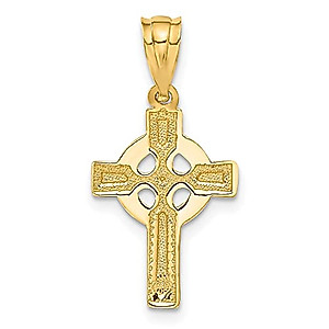 IceCarats 14K Yellow Gold Irish Heart Claddagh Celtic Iona Holy Cross Necklace Religious Pendant Jesus Christ Charm Jewelry 28mm x 14mm Only