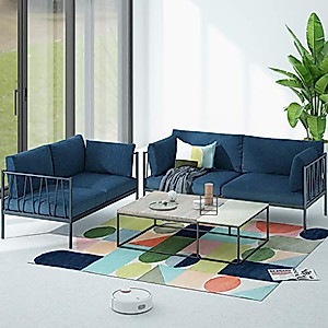 ZINUS Amanda Navy Metal Sofa / Steel Framework with Upholstered Cushions / Easy Assembly