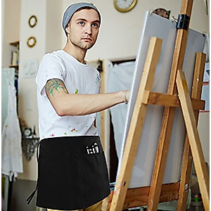 Utopia Waist Apron with 3 Pockets, 12-Pack, Black